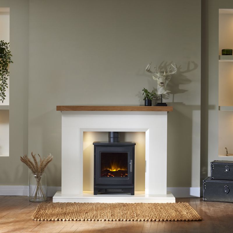 Flametek Liberty Suite - Electric Stove Fireplace Suite With Downlight ...